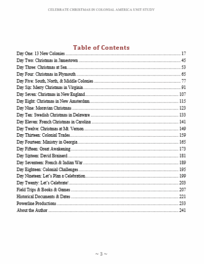 Celebrate Christmas in Colonial America Unit Study – Powerline Productions