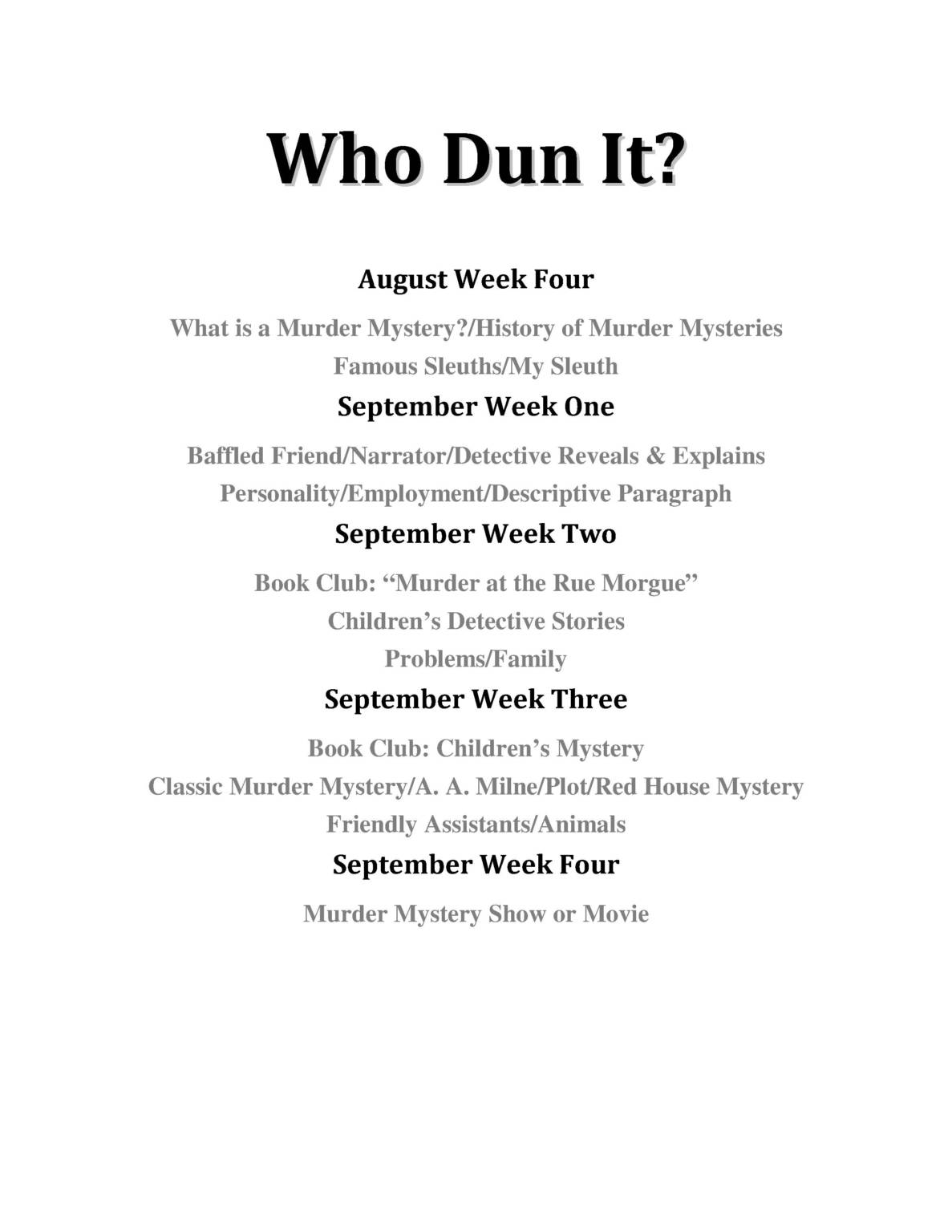 Who-Dun-It: Murder Mystery Literature and Writing – Powerline Productions