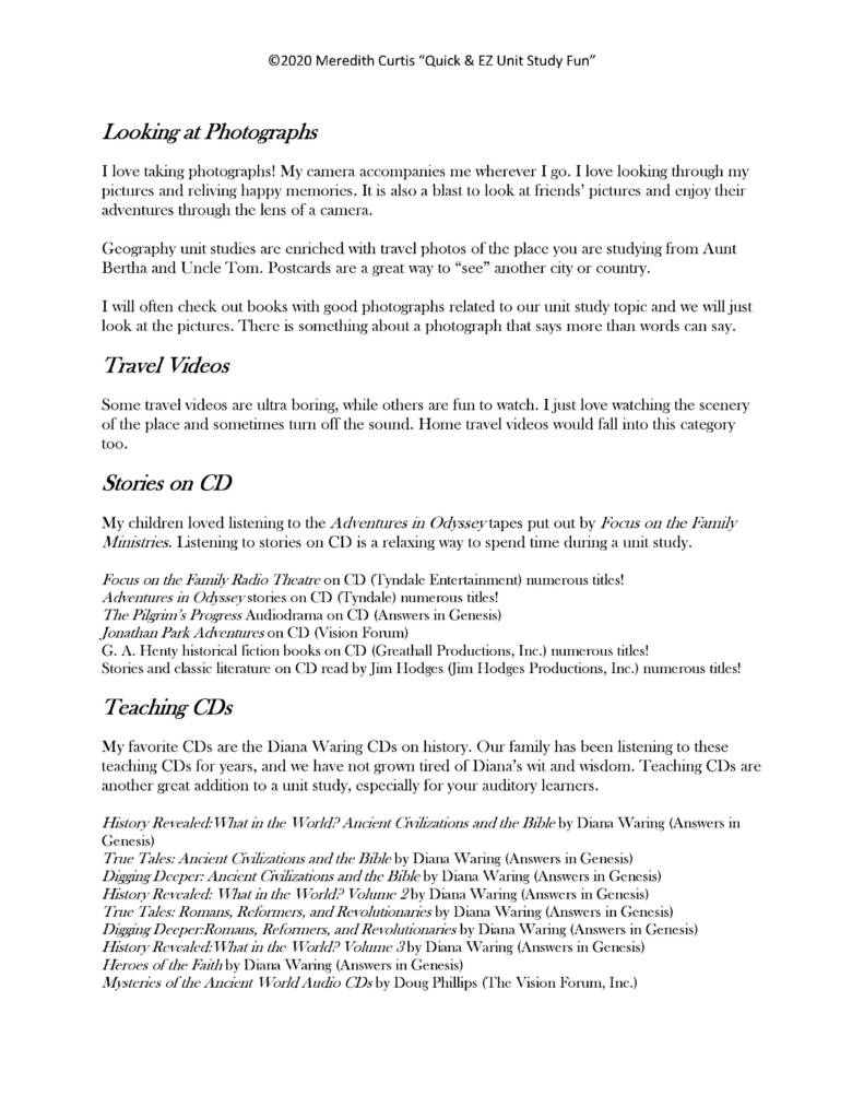 Quick & EZ Unit Study Fun – Powerline Productions